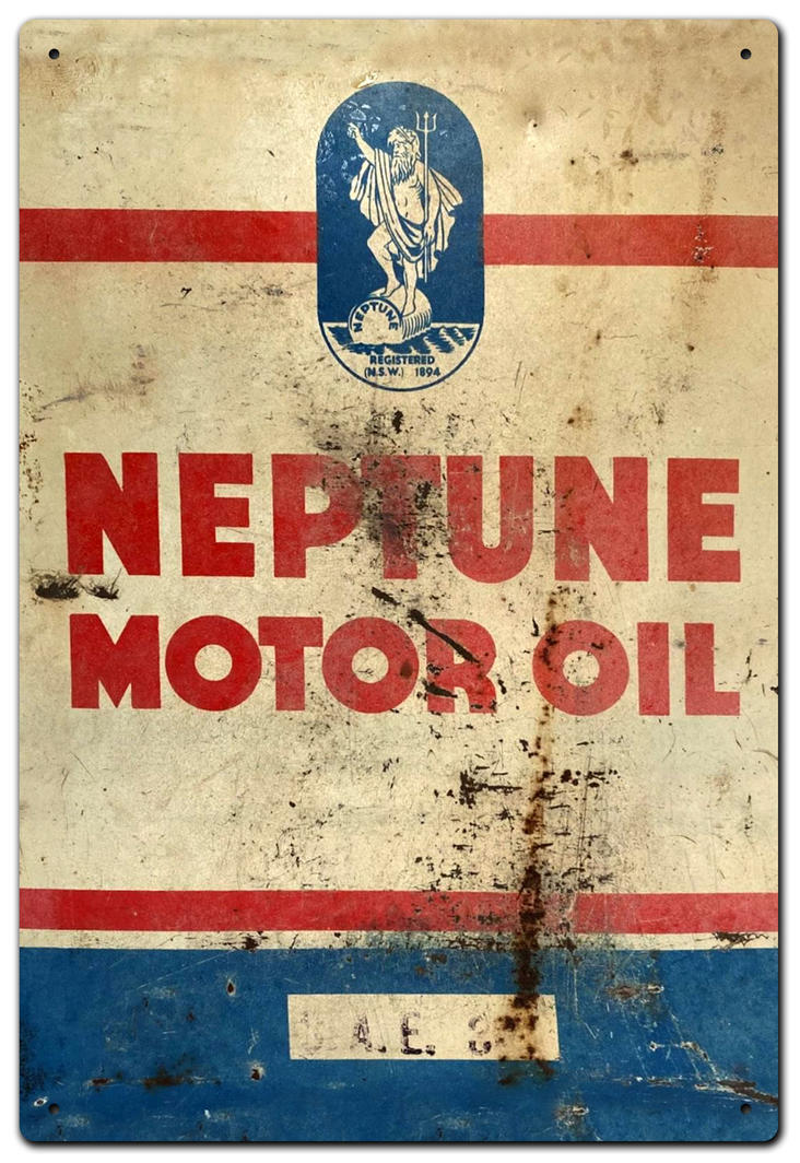 Neptune Motor Oil - Retro Tin Sign - 20 x 30 cm